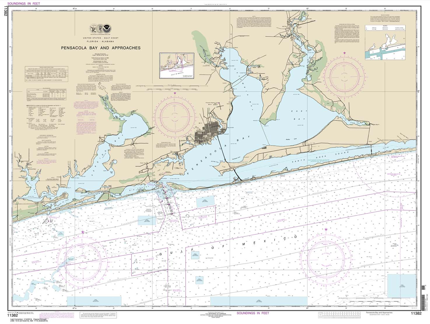 Pensacola Bay and approaches - 11382 - Nautical Charts