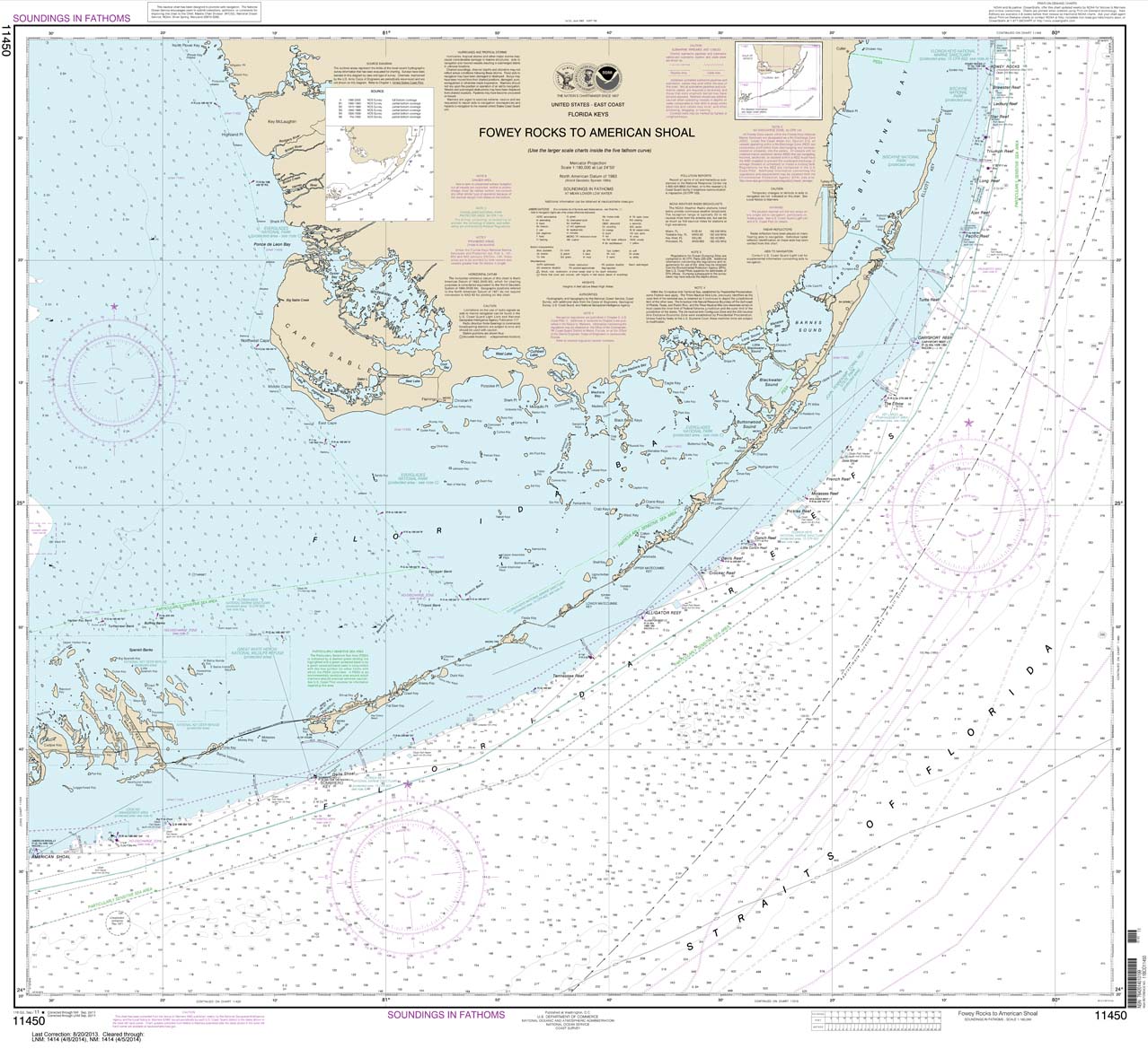 Jupiter Inlet to Fowey Rocks;Lake Worth Inlet - 11466 - Nautical Charts