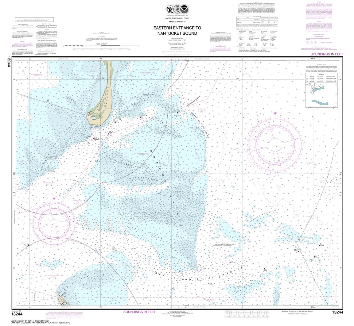 Eastern Entrance to Nantucket Sound - 13244 - Nautical Charts