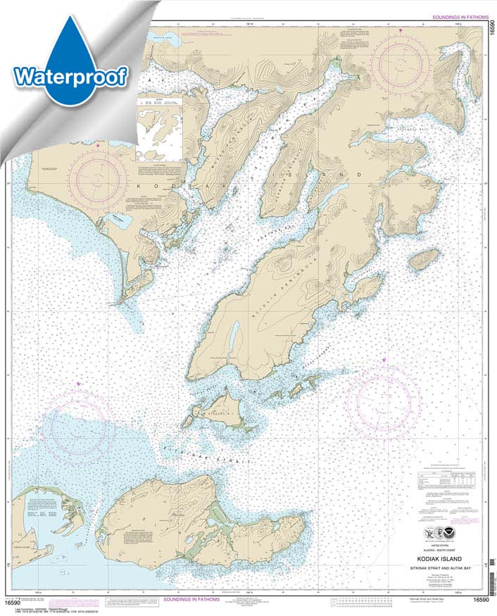 Kodiak Island Sitkinak Strait and Alitak Bay - 16590 - Nautical Charts