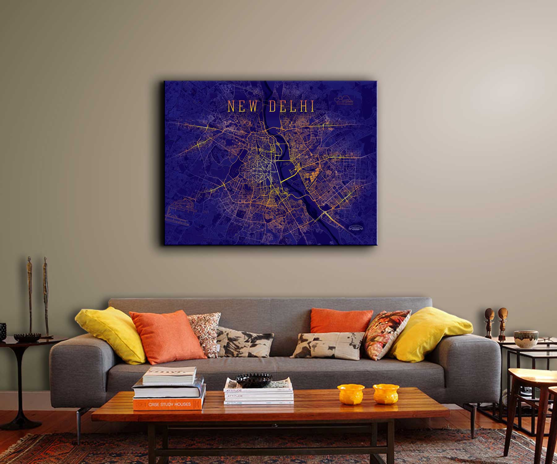 New Delhi Wrapped Canvas Map Art | Waterproof Charts